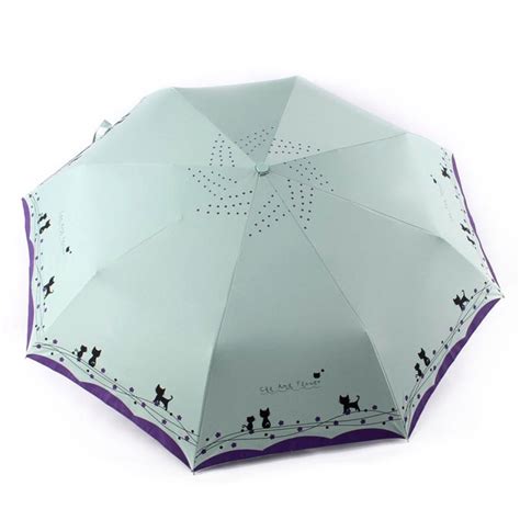 Badu Bg Like Rain Романтичен сладък котешки чадър Автоматичен чадър за дъжд Дамски чадър с три