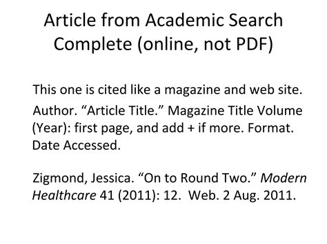 Sample Citations In Mla Style Esl Class Ppt