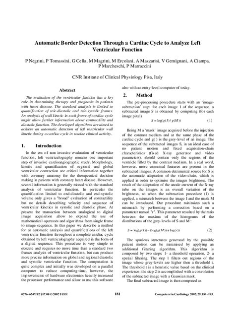 pdf automatic border detection through a cardiac cycle to analyze