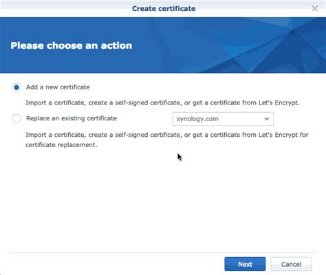 can t create a new let s encrypt certificate synology
