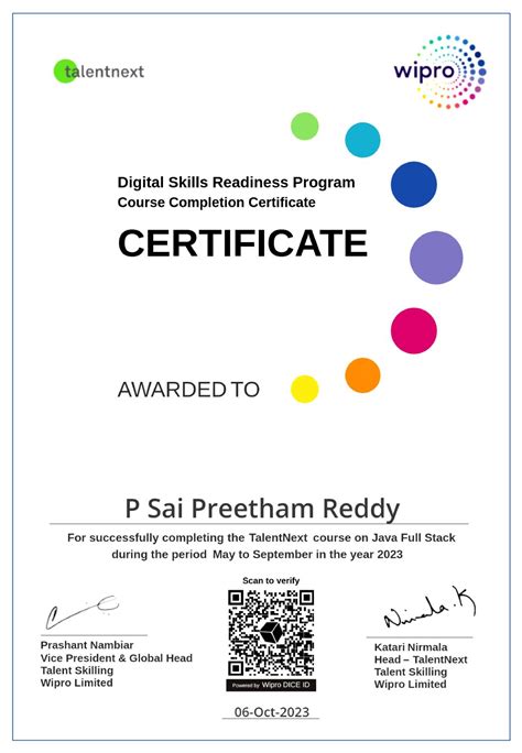 Sai Preetham Reddy Pennabadi On Linkedin Talentnext Wipro Javafullstack Digitalskills