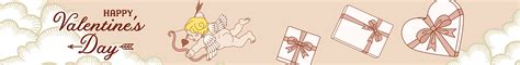 인사말 단어 파노라마 가로 배너 큐피드와 선물 상자를 포함하는 발렌타인 데이 디자인 템플릿 큐피드에 대한 스톡 벡터 아트 및