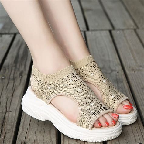 Badu Bg Сандал с висок наклонен ток за дамски римски сандали Мокасини с приплъзване Летни сабо