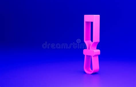 Pink Chisel Tool For Wood Icon Isolated On Blue Background Minimalism