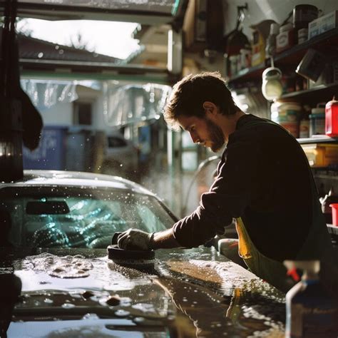 Man Trying To Fix A Car Engine Problem On A Local Road Premium Ai