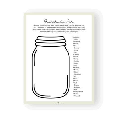 Free Printable Gratitude Jar Worksheet Printable Worksheets