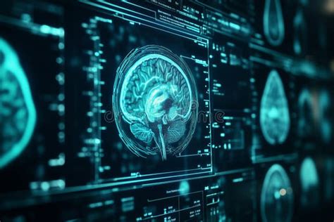 Detailed Digital Representation Of Brain Scan Displayed On Futuristic