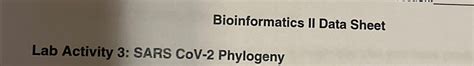 Solved Bioinformatics II Data SheetLab Activity 3 SARS Chegg Com