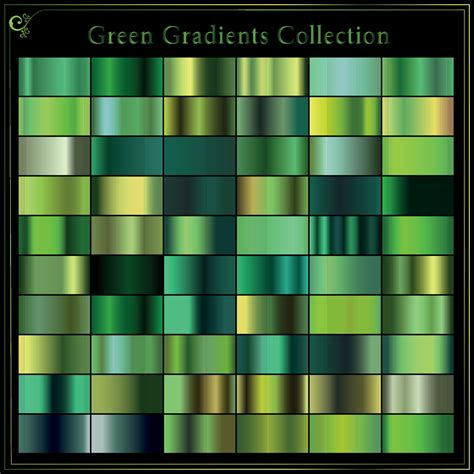 Metal Gradient Metallic Background Glossy Surface Green Chrome Texture Chromium Palette Set