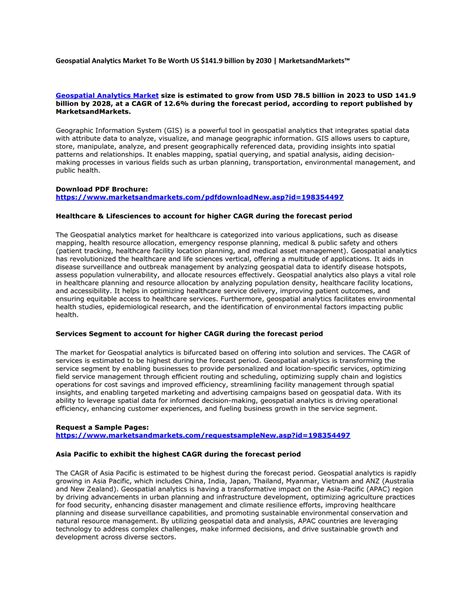 Market Hub Geospatial Analytics Market To 2030 Industry Outlook