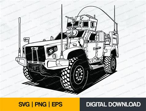 Military Truck Jltv Svg Vector Drawing Army Vehicle Clipart Tactical