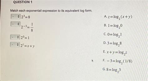 Solved Question 1match Each Exponentail Expression To Its