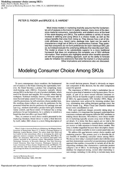 Pdf Modeling Consumer Choice Among Skus