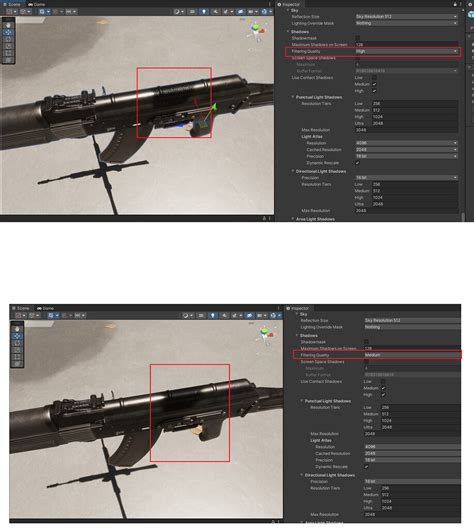 high shadow filtering gives shadow acne grainy noisy unity
