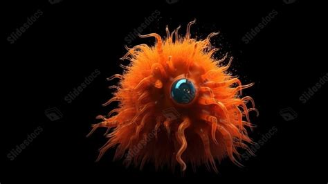 무료 검은색 위에서 움직이는 털복숭이 네온 색깔 생물의 클로즈업 보기 Ppt 배경 Slidesdocs