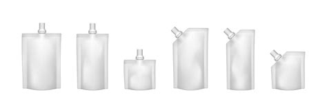 Premium Vector White Blank Doy Pack Set Doypack Foil Food Or Drink Bag Packaging With Spout