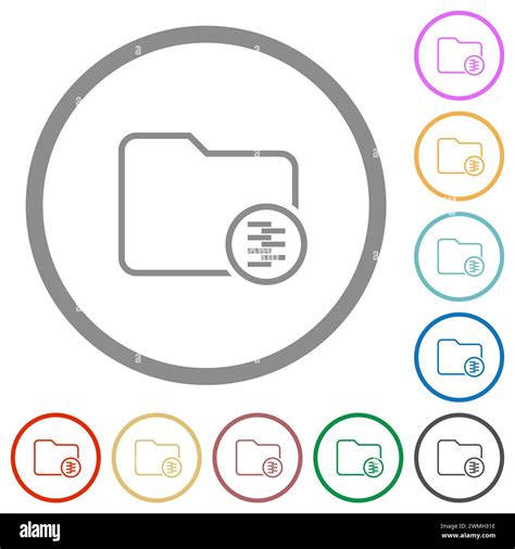 Compress Directory Outline Flat Color Icons In Round Outlines On White Background Stock Vector