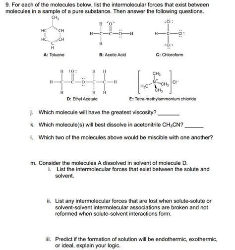 Solved For Each Of The Molecules Below List The