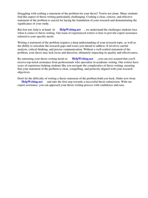 Example Of Statement Of The Problem In Thesis Pdf