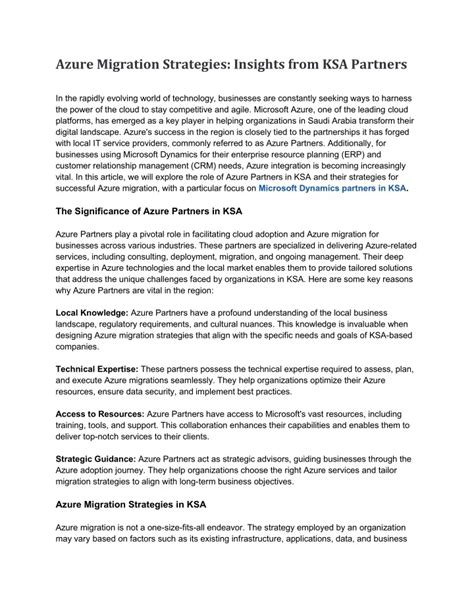Ppt Azure Migration Strategies Insights From Ksa Partners Powerpoint Presentation Id12534130
