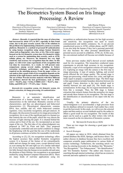 Pdf The Biometrics System Based On Iris Image Processing A Review