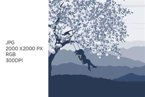 GIRL SWING TREE Graphic By Biljanacvetanovic Creative Fabrica