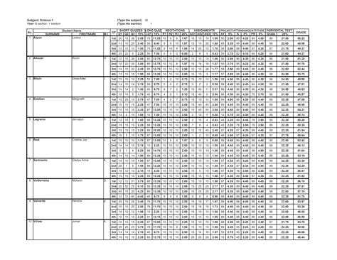 Sample Class Record Xls Educational Assessment Education