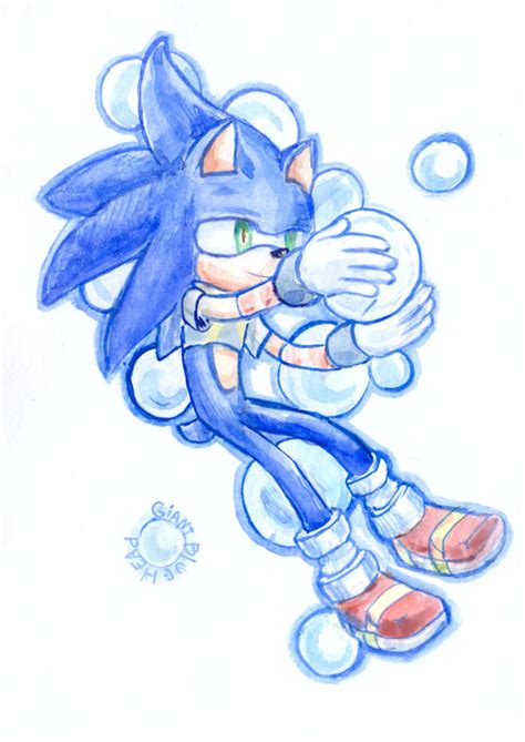 Sonic With Bubbles By Giantbluehead On Deviantart