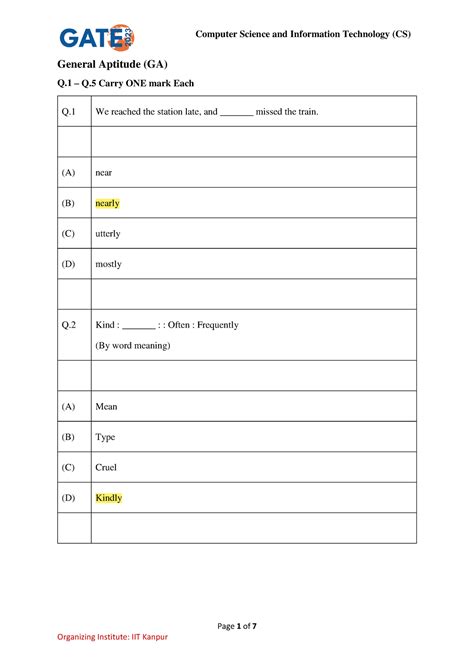 Cs Gate 2023 P Gate2016 Computer Science And Information Technology