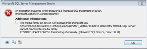 How To Fix Sql Database Error 3241 ‘restore Headeronly Is Terminating Abnormally Stellar