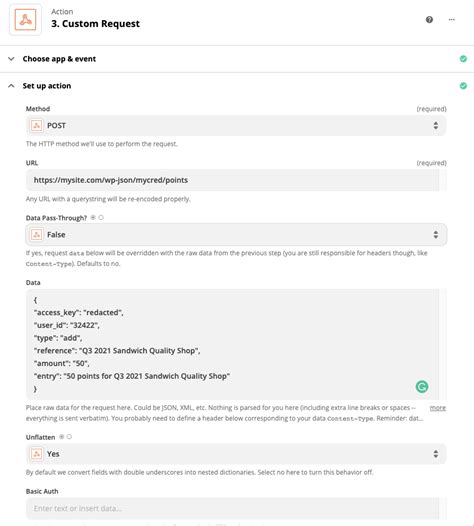 Webhook Post Action Returning Error Access Key User Id And Request Type Required Zapier