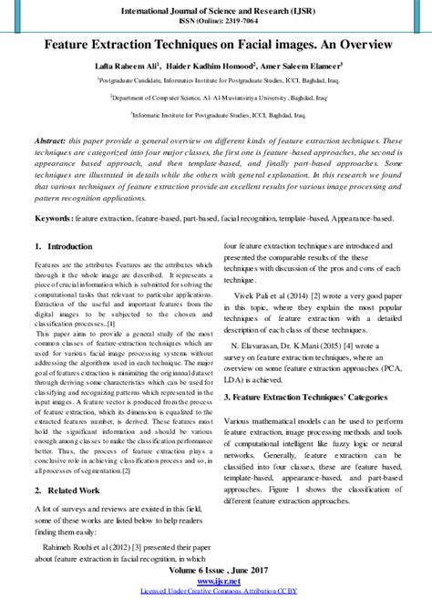 pdf feature extraction techniques on facial images an overview