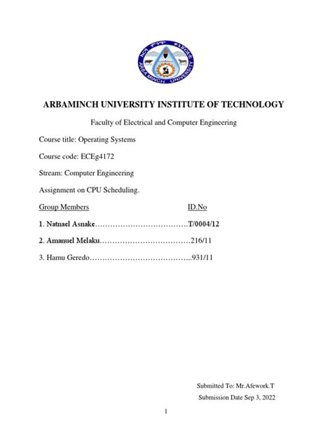 Os Assignment1 Pdf Scheduling Computing Process Computing