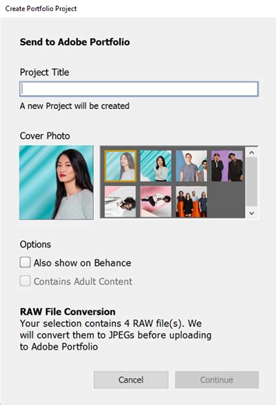 Use The Publish Panel In Adobe Bridge To Upload Assets To Adobe Portfolio