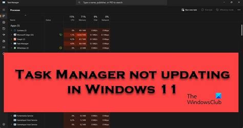 Task Manager Not Updating In Windows 11