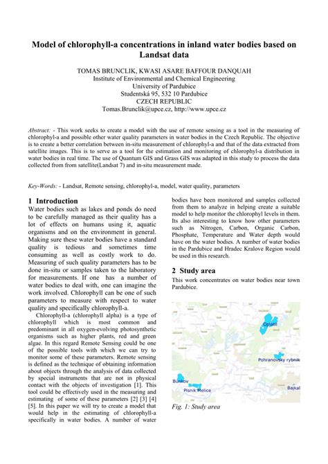 Pdf Model Of Chlorophyll A Concentrations In Inland Water Bodies Based On Landsat Data