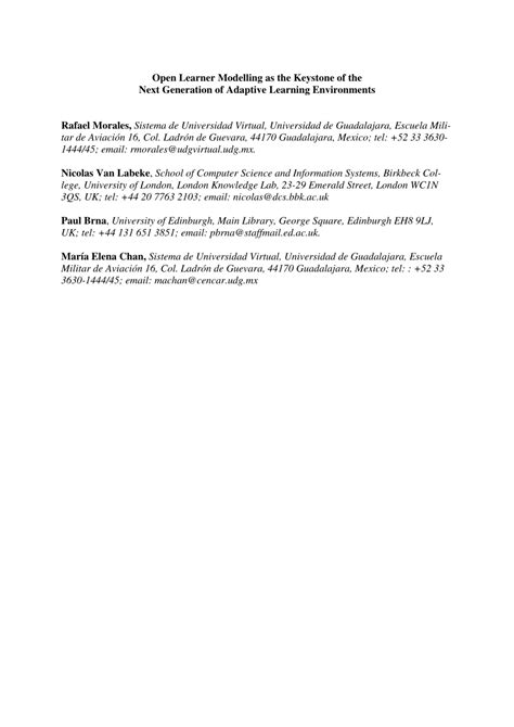 Pdf Open Learner Modelling As The Keystone Of The Next Generation Of Adaptive Learning