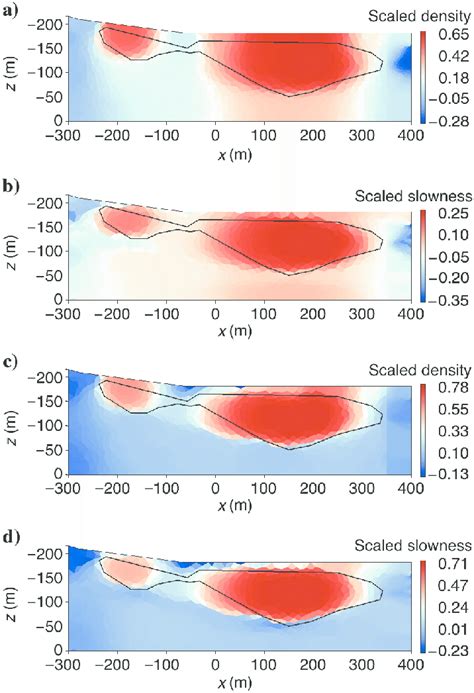 Two Dimensional Density A And C And Slowness B And D Models