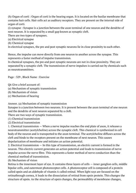 NCERT Solutions For Class Biology Chapter Neural Control And