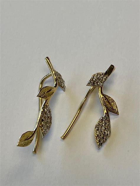 Hand Crafted 14k Gold 018 Ct Tw Climber Earrings For Sale At 1stdibs