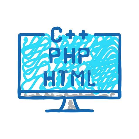 Coding On Different Program Languages Icon Doodle Illustration Stock Vector Illustration Of