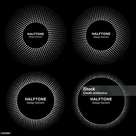 세트 화이트 추상 상징 원형 프레임 하프톤 도트 로고 디자인 요소 치료 화장품 기술 원형 테두리 아이콘 하프톤 광장 점 벡터
