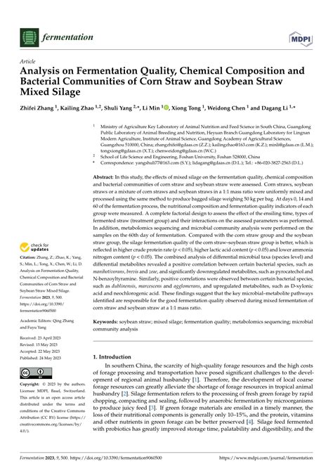 Pdf Analysis On Fermentation Quality Chemical Composition And