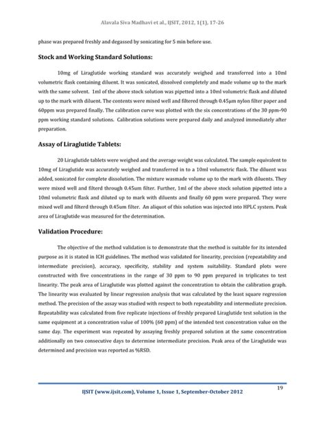 Validated Rp Hplc Method For The Estimation Of Liraglutide In Tablet Dosage Pdf