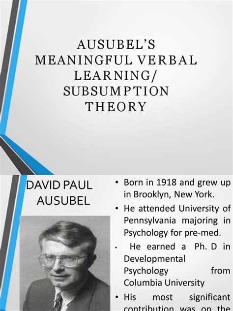 Ausubels Subsumption Theory Pdf