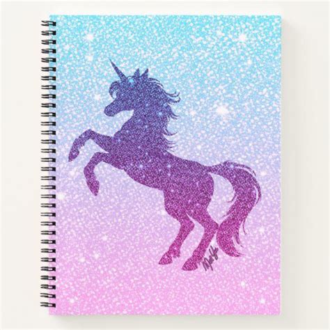 Faux Glitter Galaxy Unicorn Art Sketchbook Notebook Zazzle Unicorn
