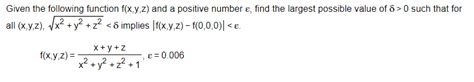 Solved Given The Following Function F X Y Z And A Positive Chegg