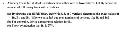 Solved 2 A Binary Tree Is Full If All Of Its Vertices Have