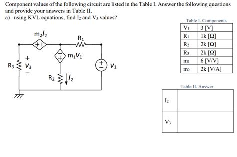 Solved Component Values Of The Following Circuit Are Listed Chegg Com