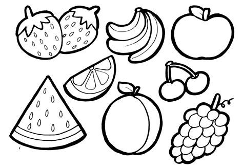 Картинки фруктов раскраски распечатать